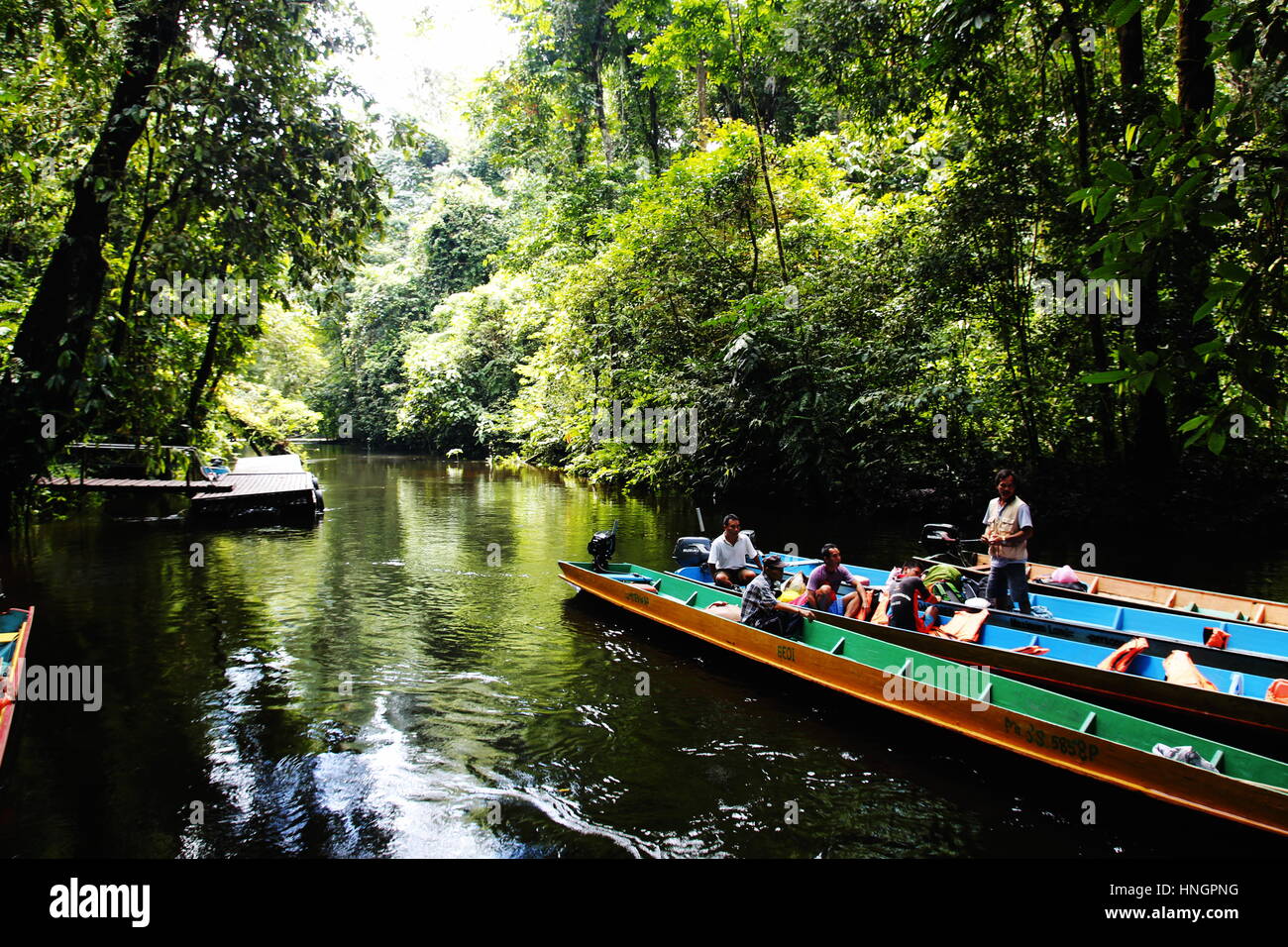 Sarawak river longboat. River boat is an important transport for ...