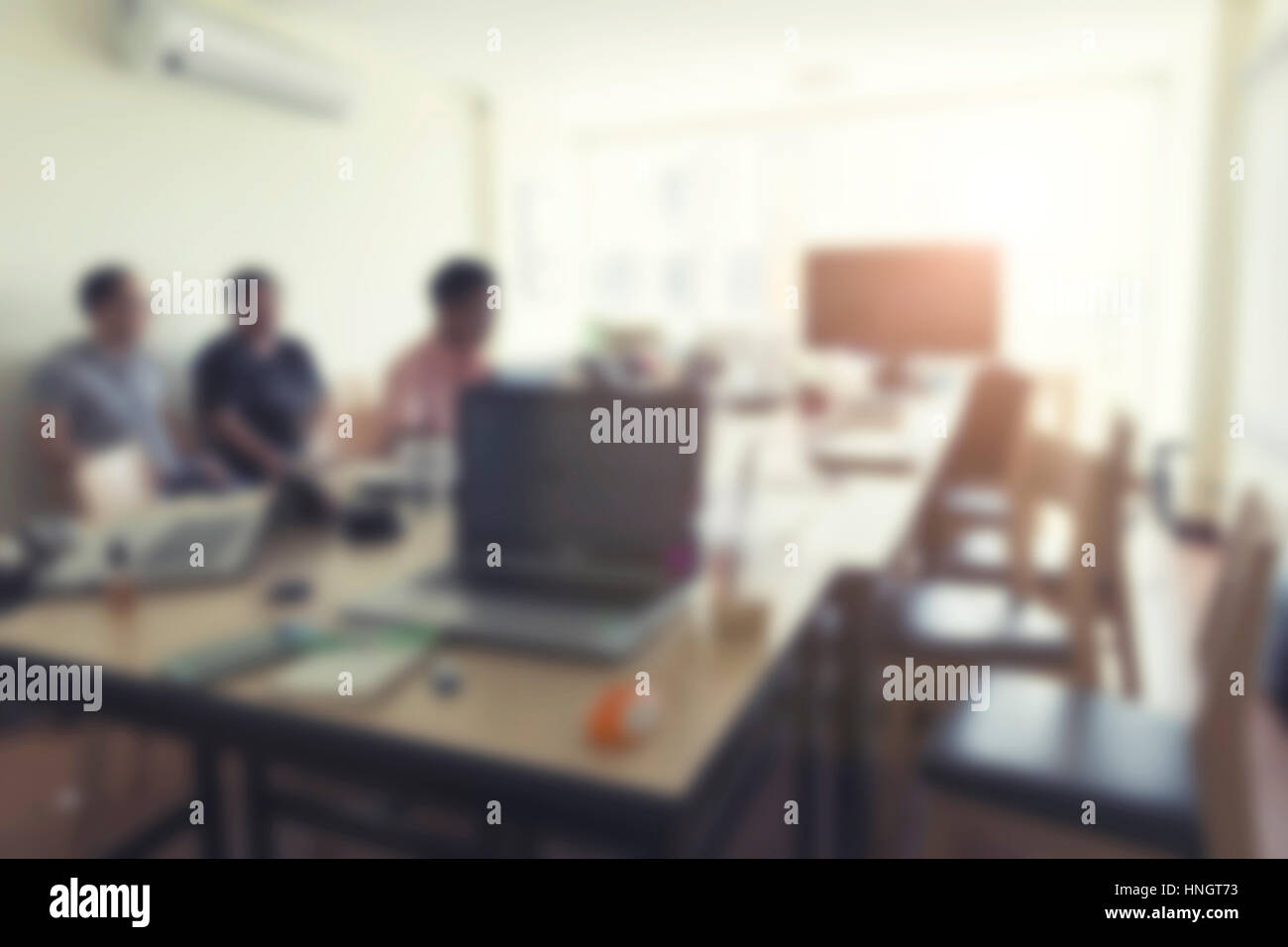 people with laptop computer notebook in meeting conference room for ...