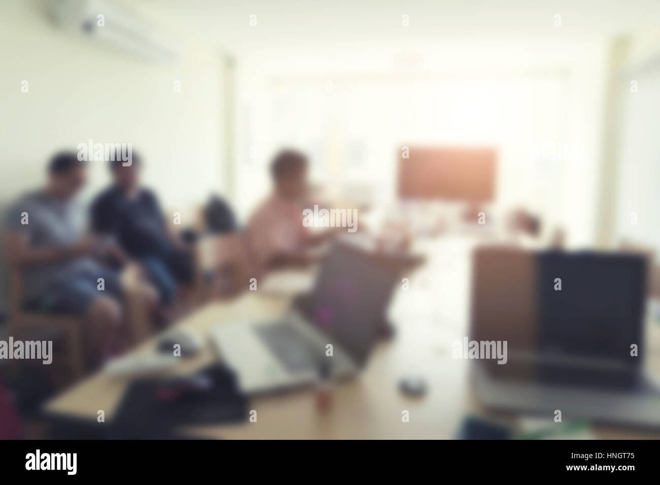 people with laptop computer notebook in meeting conference room for ...