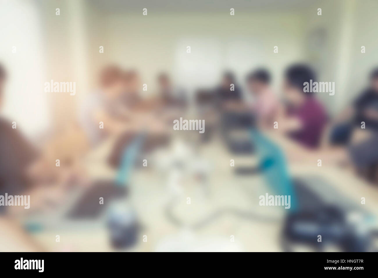 people with laptop computer notebook in meeting conference room for ...