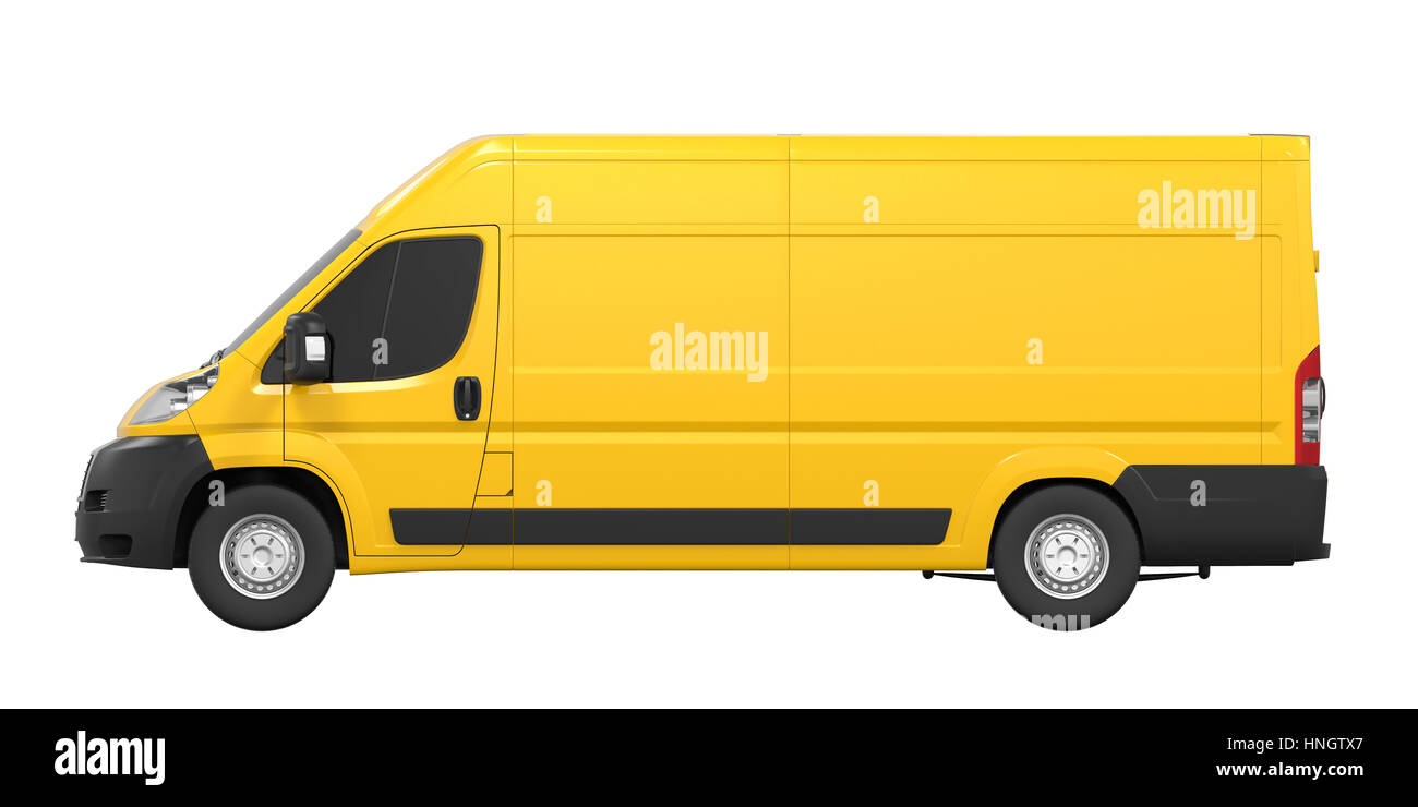 Yellow Delivery Van Isolated Stock Photo - Alamy
