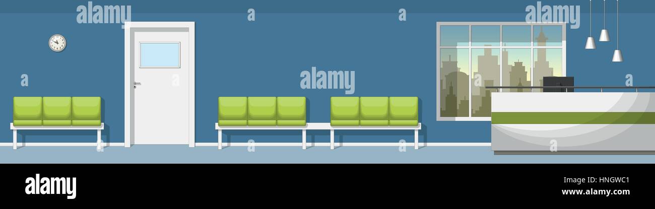 Illustration of a waiting room with counter, panorama Stock Vector ...