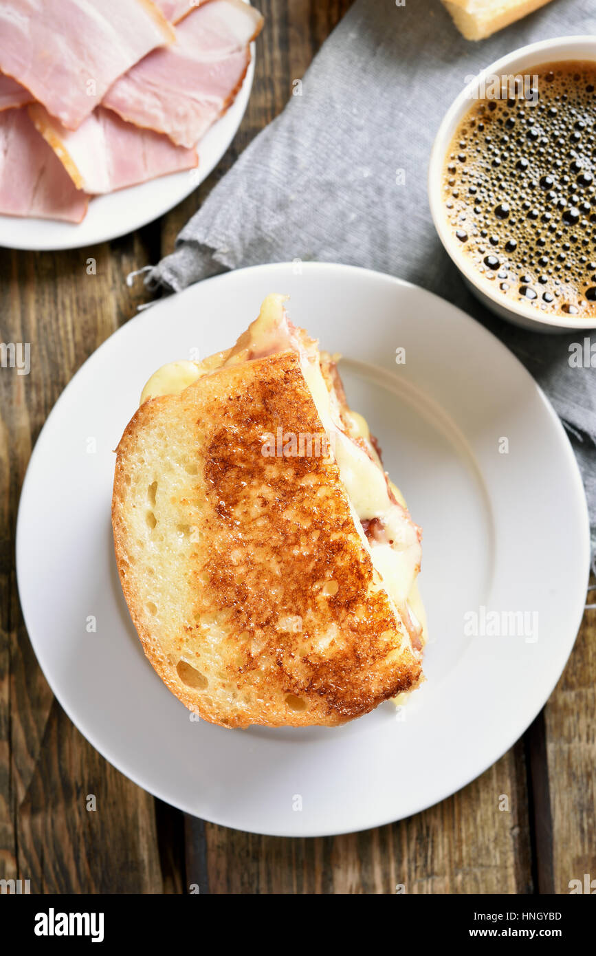 Toast sandwich with cheese, top view Stock Photo - Alamy