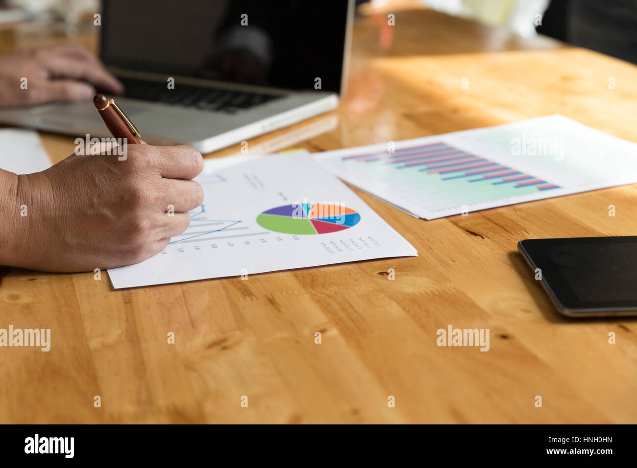 businessman working with chart diagram analysis paperwork document ...