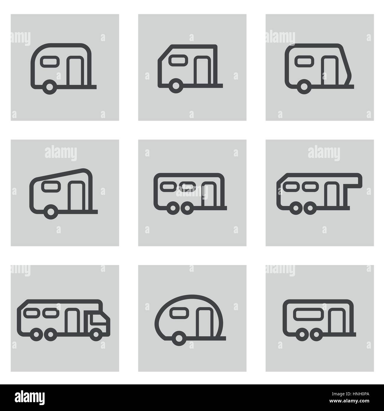 Vector line trailer icons set on white background Stock Vector Image ...
