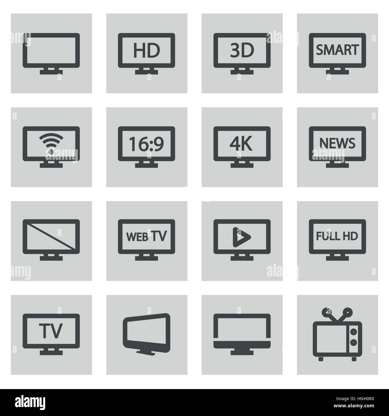 Vector line tv icons set on grey background Stock Vector Image & Art ...