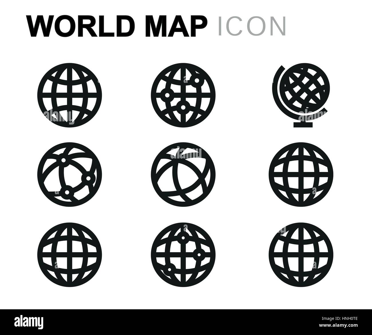Vector line world map icons set on white background Stock Vector Image ...