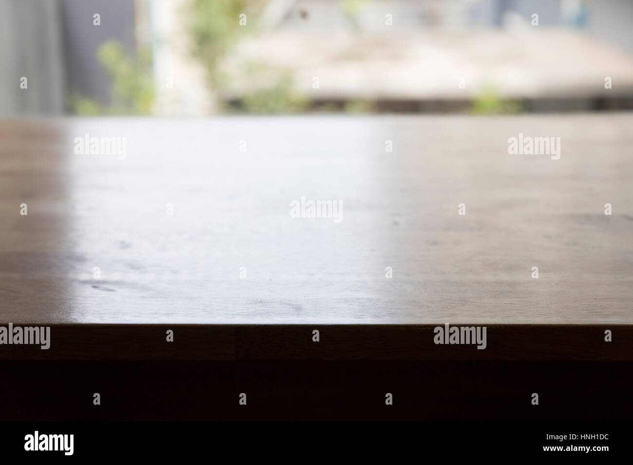 wooden table beside window for montage or display your product Stock ...