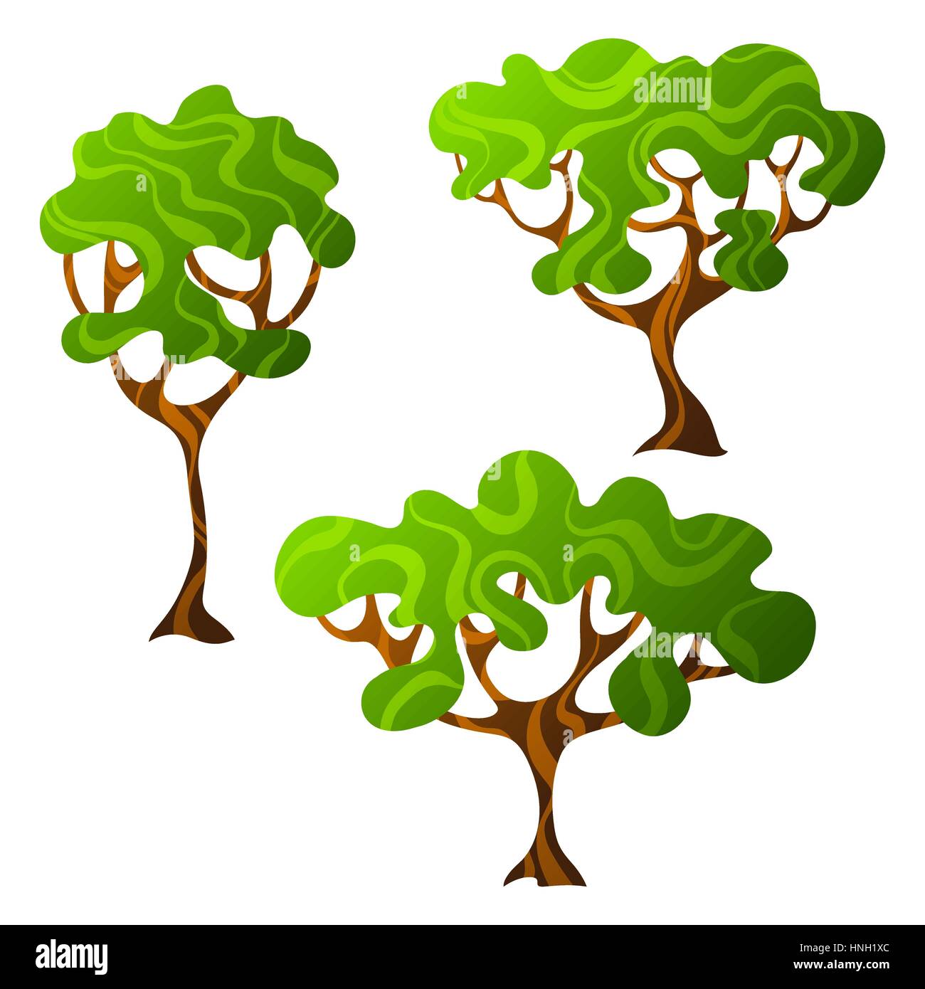 Set of abstract stylized trees. Natural illustration Stock Vector Image ...