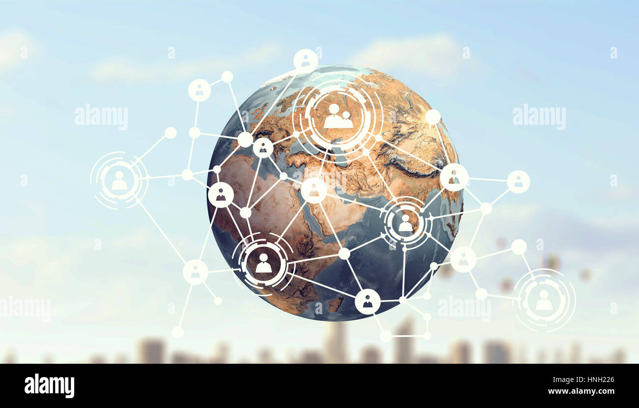Earth planet and social connection lines. Elements of this image are ...