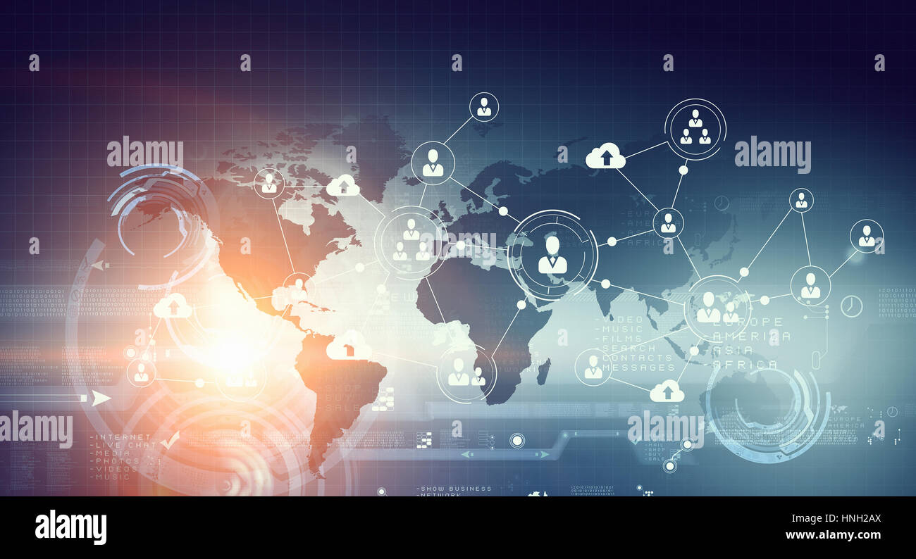 Global social media concept with technology planet and connection lines ...