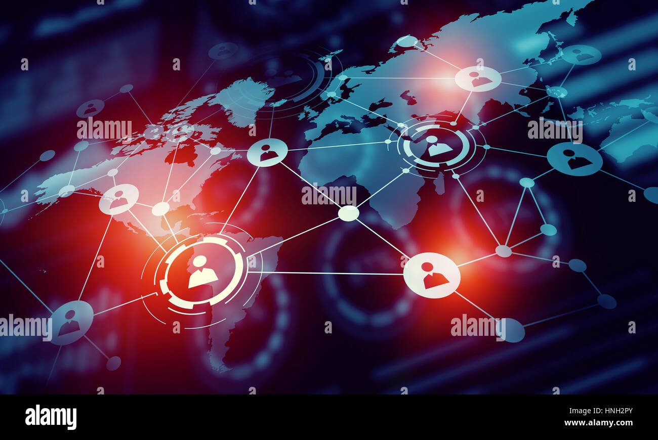 Global social media concept with technology planet and connection lines ...