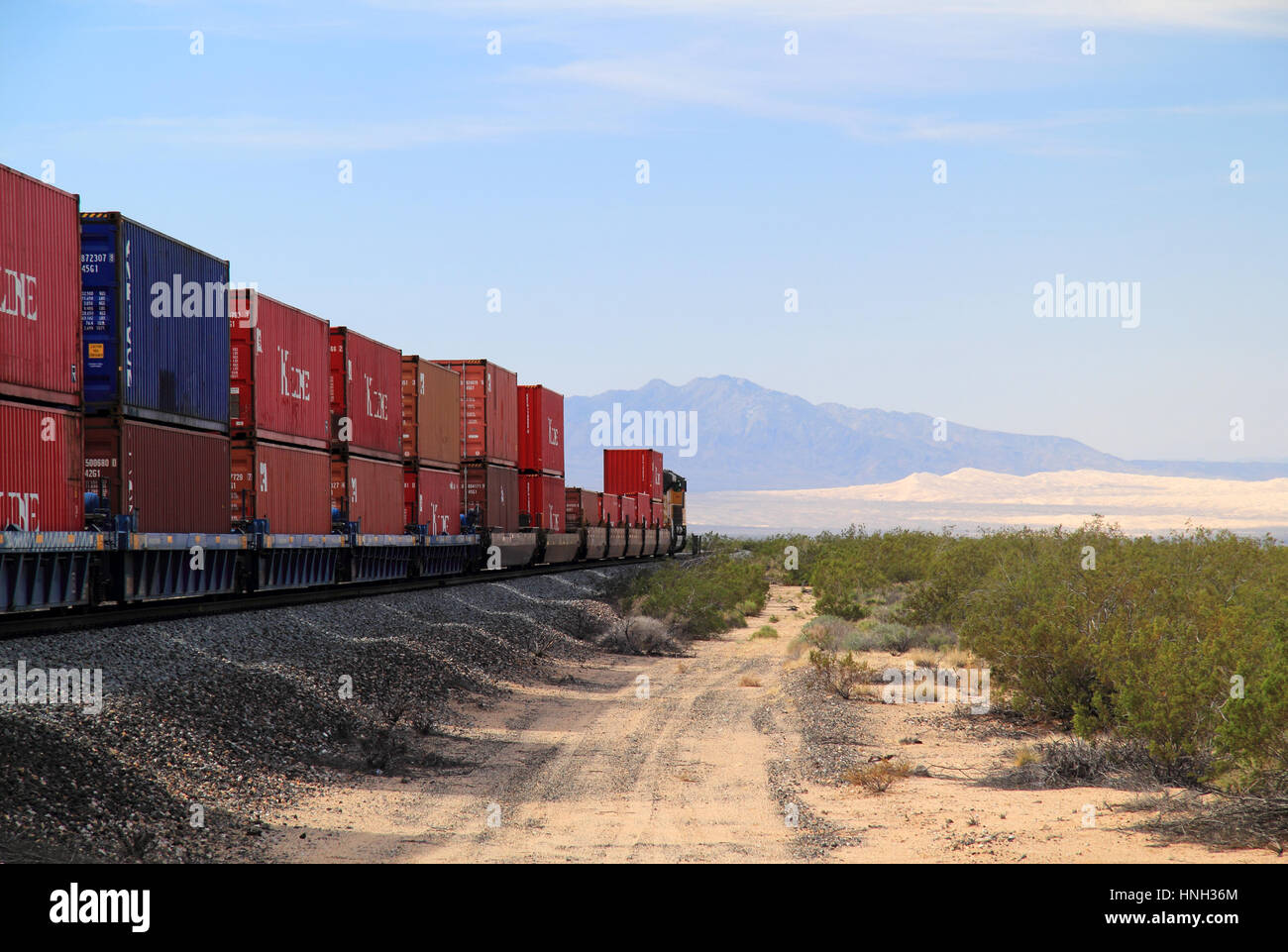 MOJAVE NATIONAL PRESERVE, CA - MARCH 27: A Union Pacific freight train ...