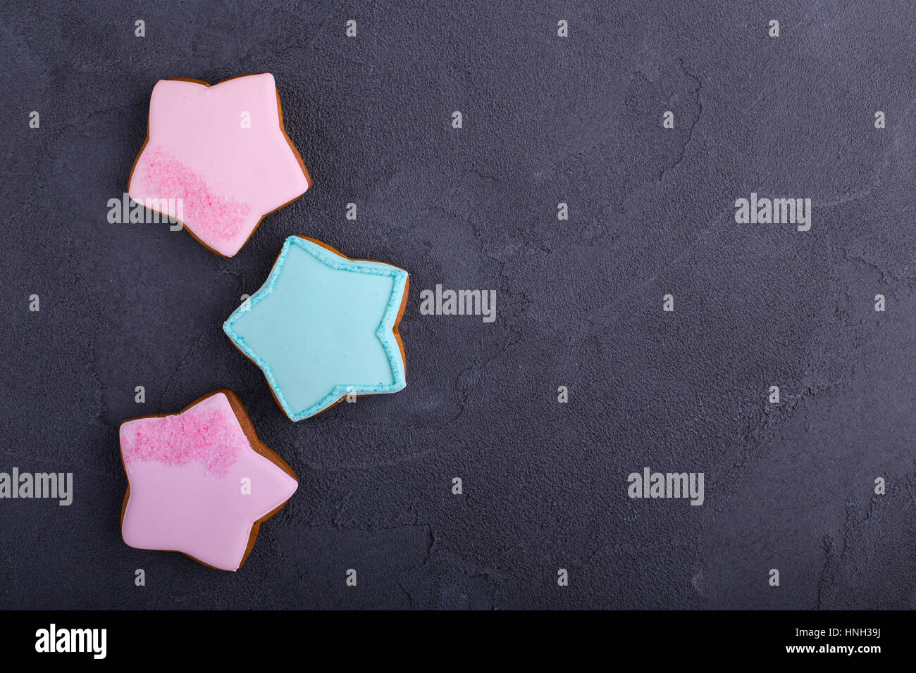 Dark grey backgroundwith free decorated cookies Stock Photo - Alamy