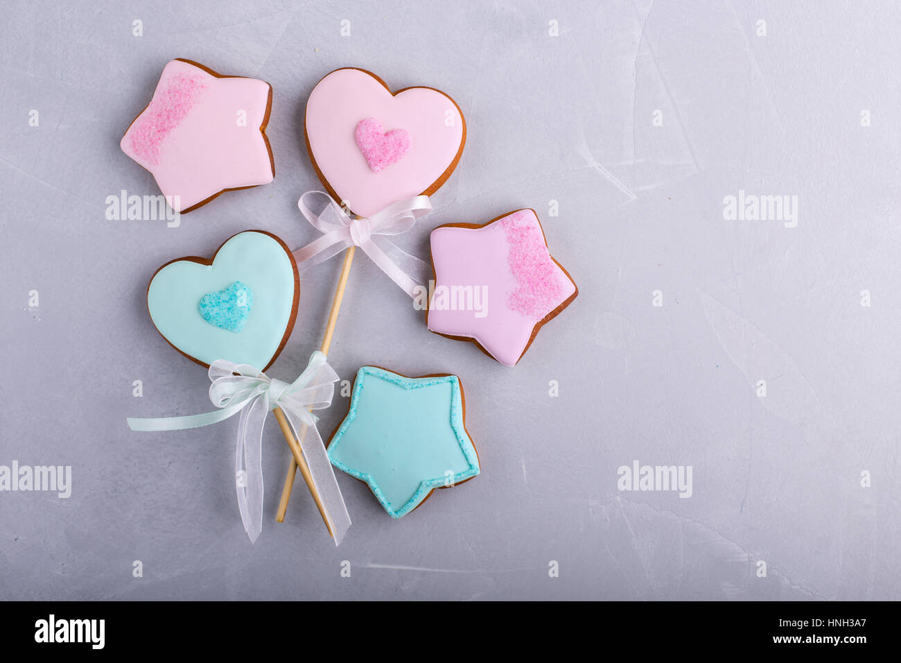 Star and heart cookies covered with icing Stock Photo - Alamy