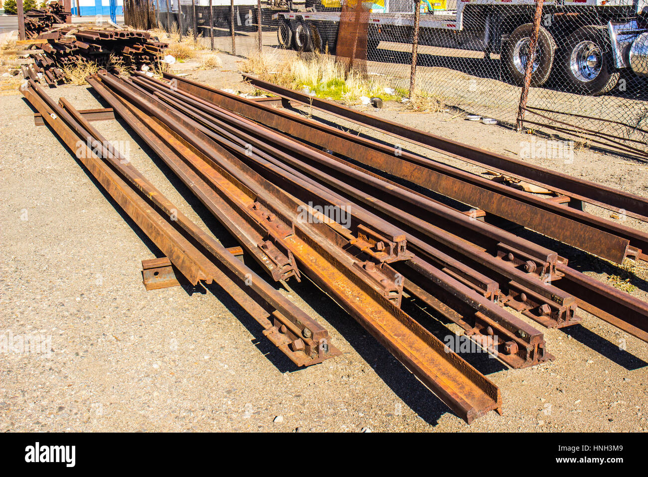 Old Rusty Railroad Rails Stock Photo - Alamy