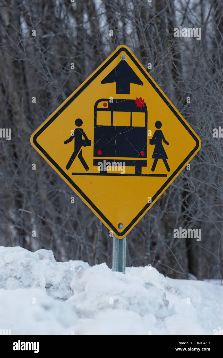 School bus warning sign Stock Photo - Alamy