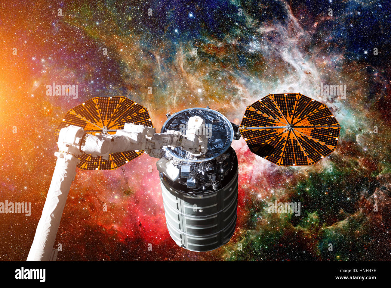 Cargo spacecraft - The Automated Transfer Vehicle over spiral galaxy ...