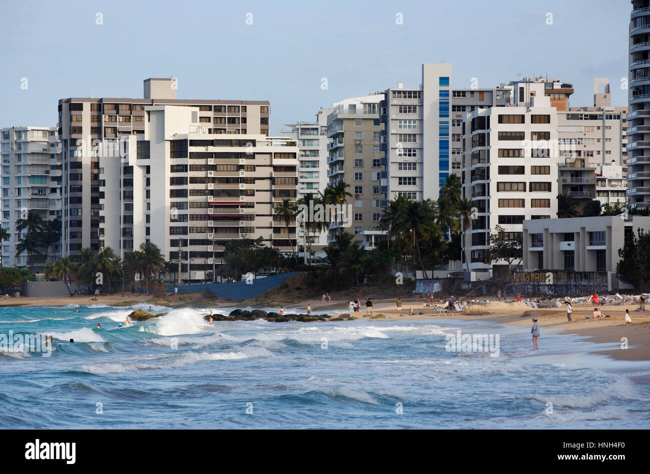 Oceanfront high rise apartment and condominium buildings, Condado, San ...