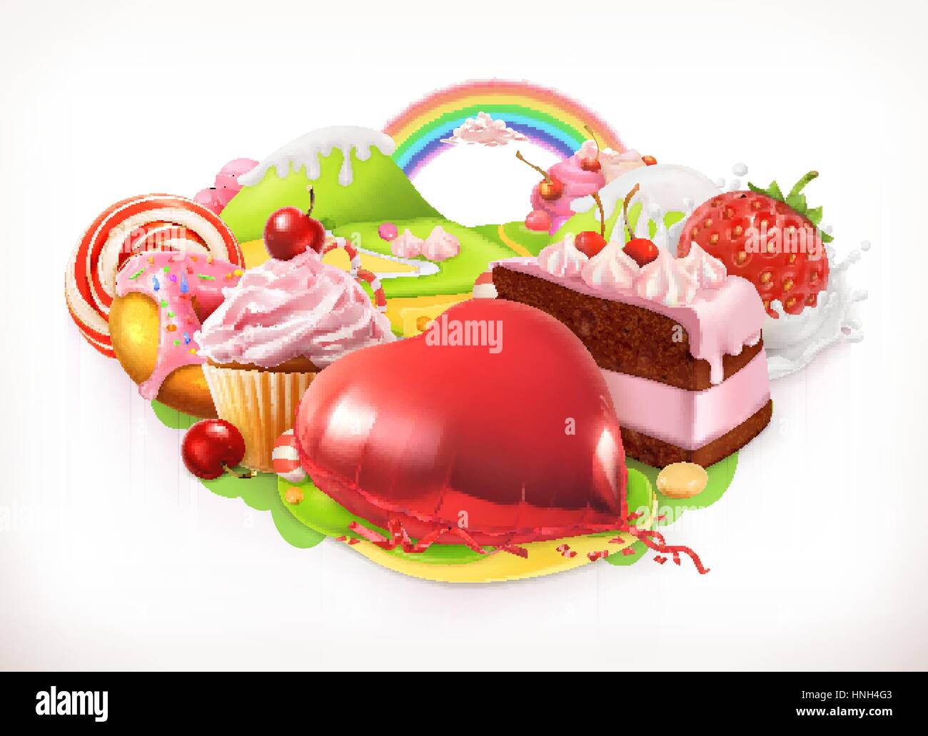 Sweet heart. Confectionery and desserts, 3d vector illustration Stock ...
