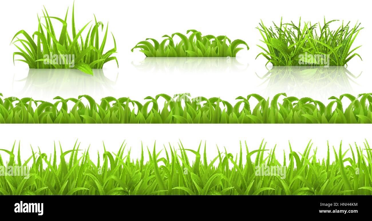 Spring grass seamless pattern and icons, 3d vector Stock Vector Image ...