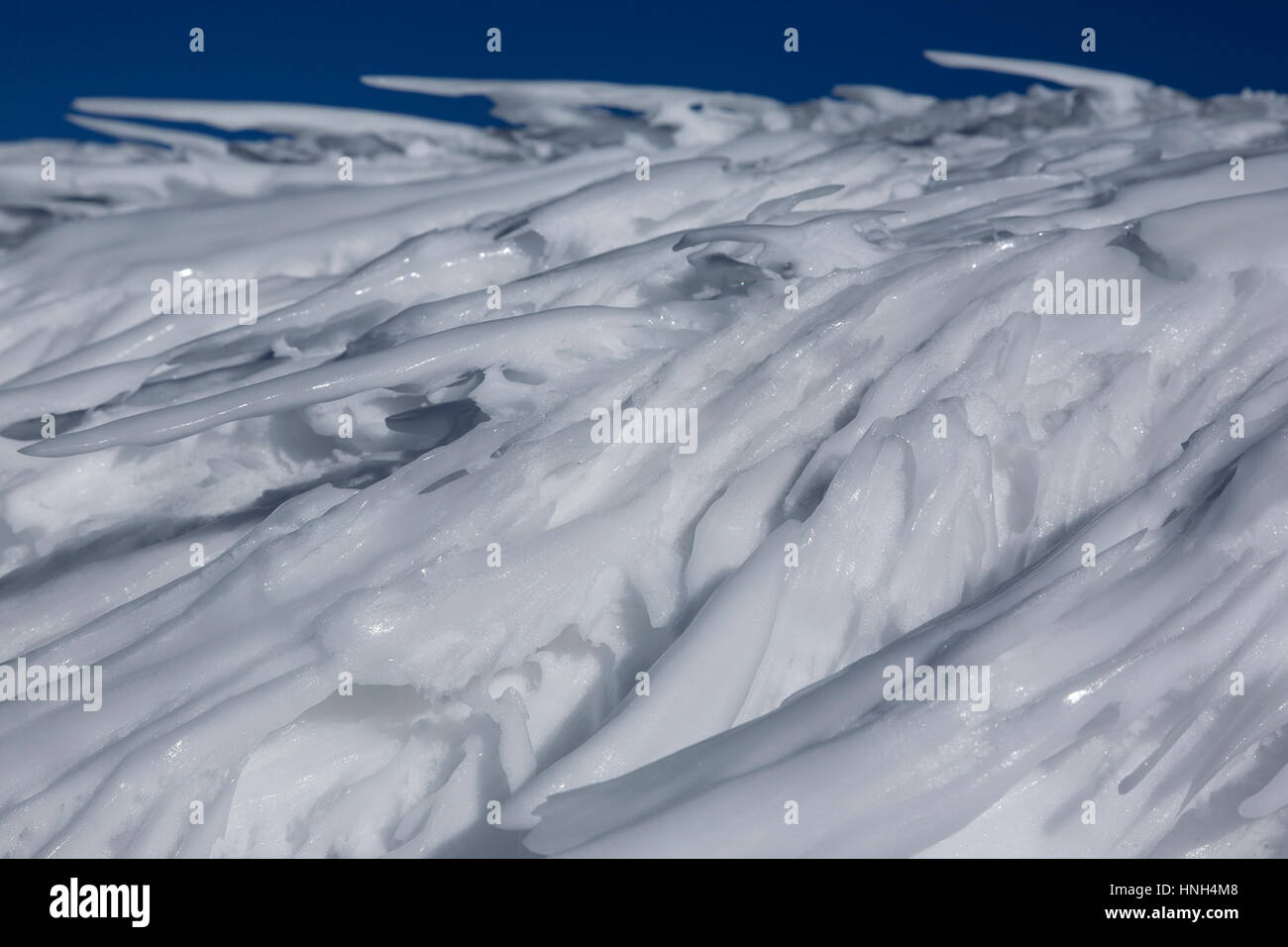 Rime ice on the summit of Mount Washington in the White Mountains, New ...