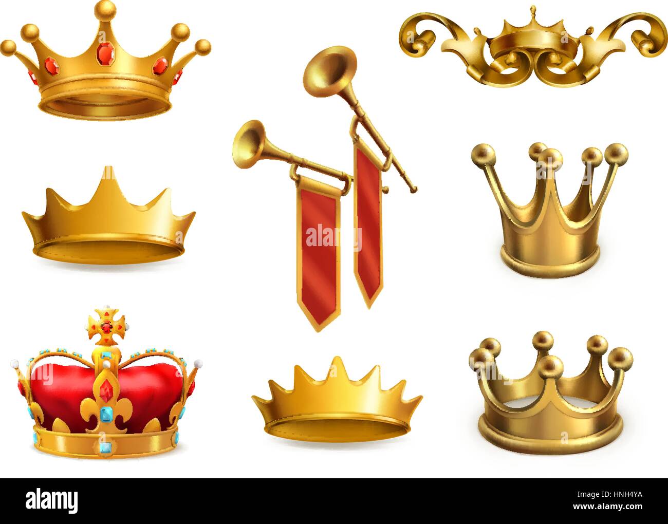 Gold crown of the king. 3d vector icon set Stock Vector Image & Art - Alamy