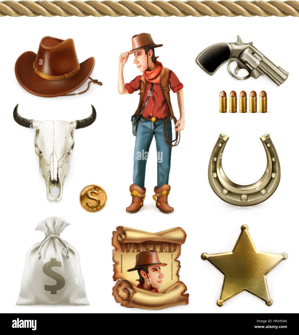 Cartoon cowboy vector vectors hi-res stock photography and images - Alamy