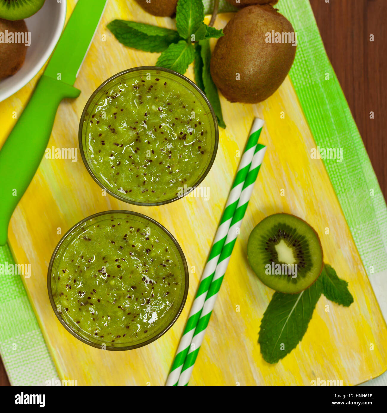 Kiwi Fruit Juice Smoothie Drink. Selective focus Stock Photo - Alamy