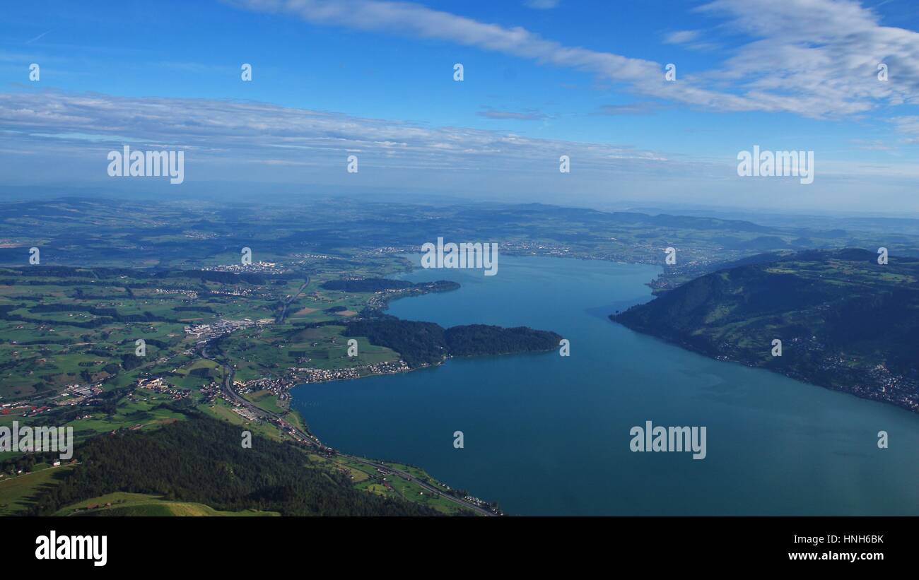 Landscape in Switzerland. Lake Zugersee, view from mount Rigi Stock ...