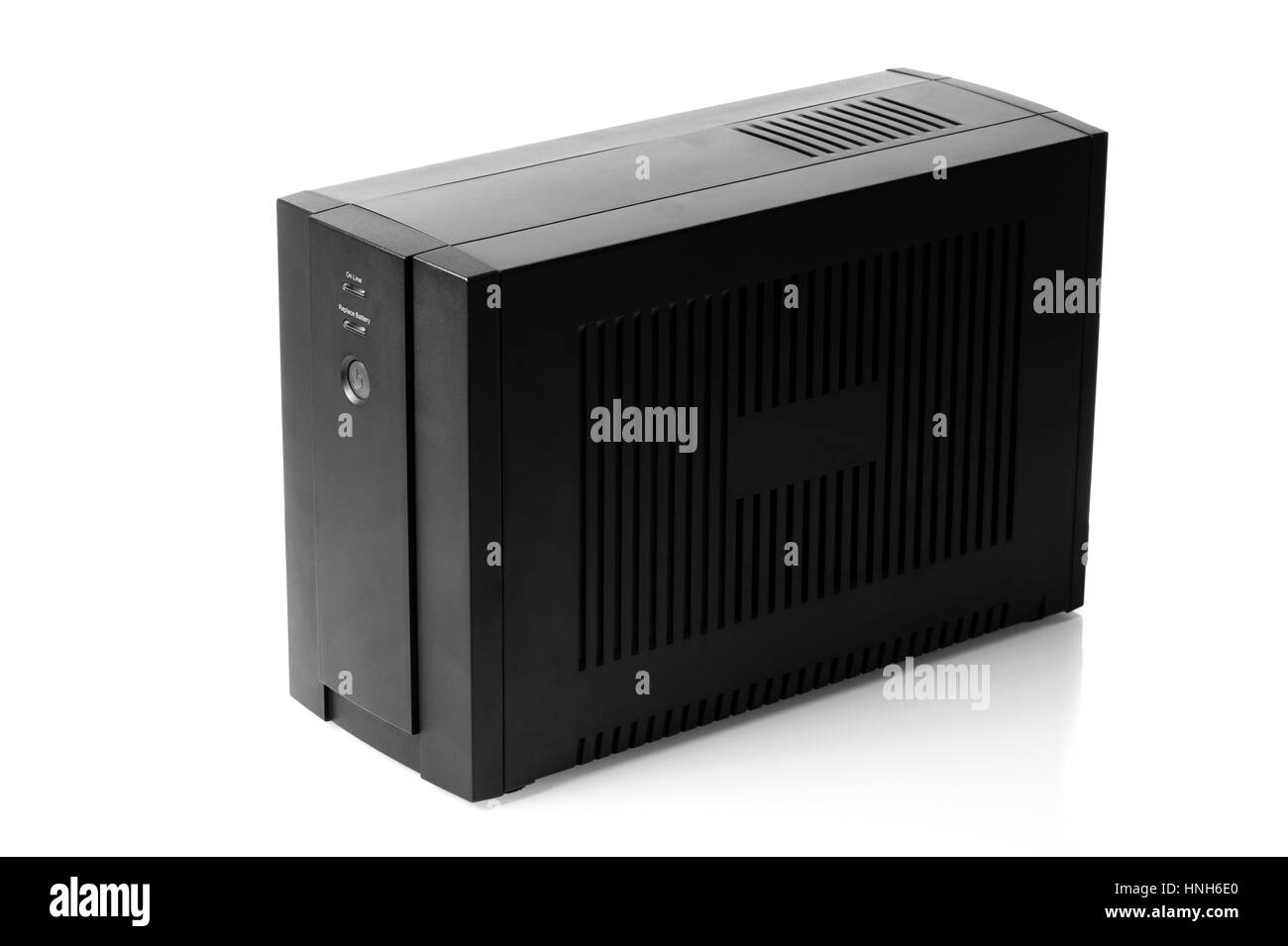 black UPS (Uninterruptible Power Supply) on white background Stock ...