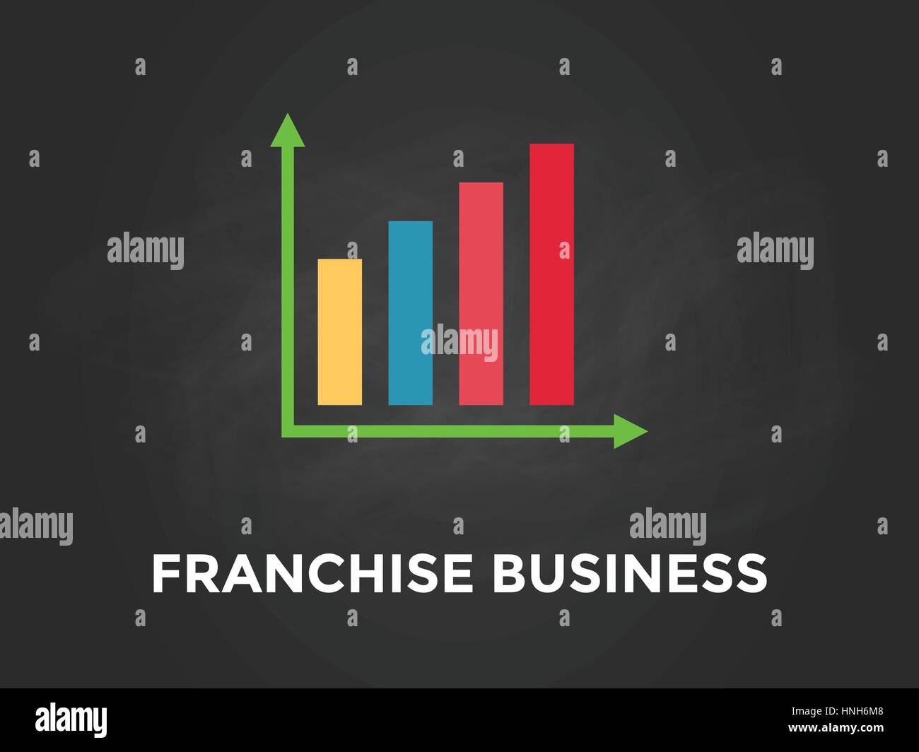 franchise business chart illustration with colourful bar, white text ...