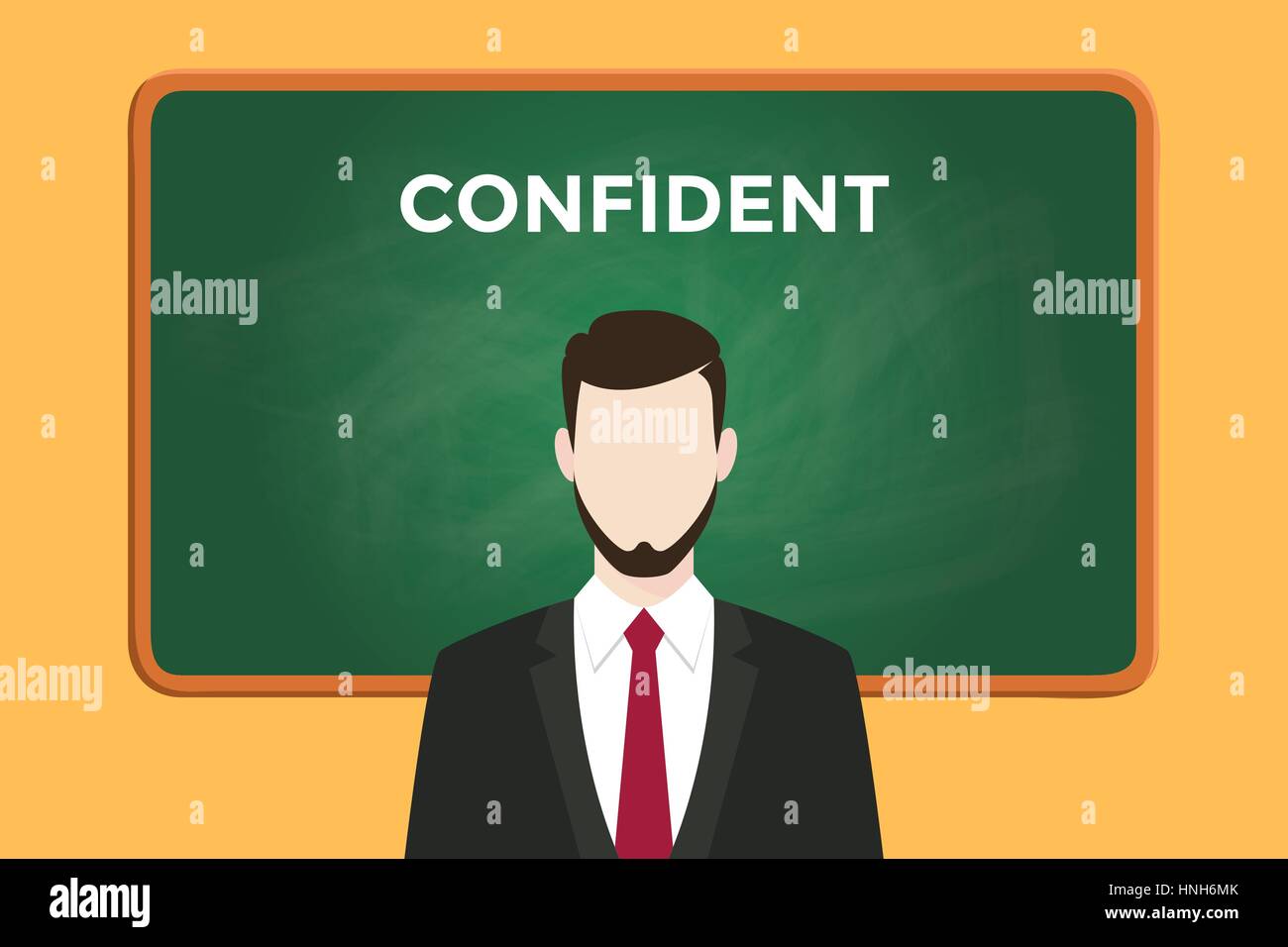 confident person illustration with a man wearing a black suit in front ...