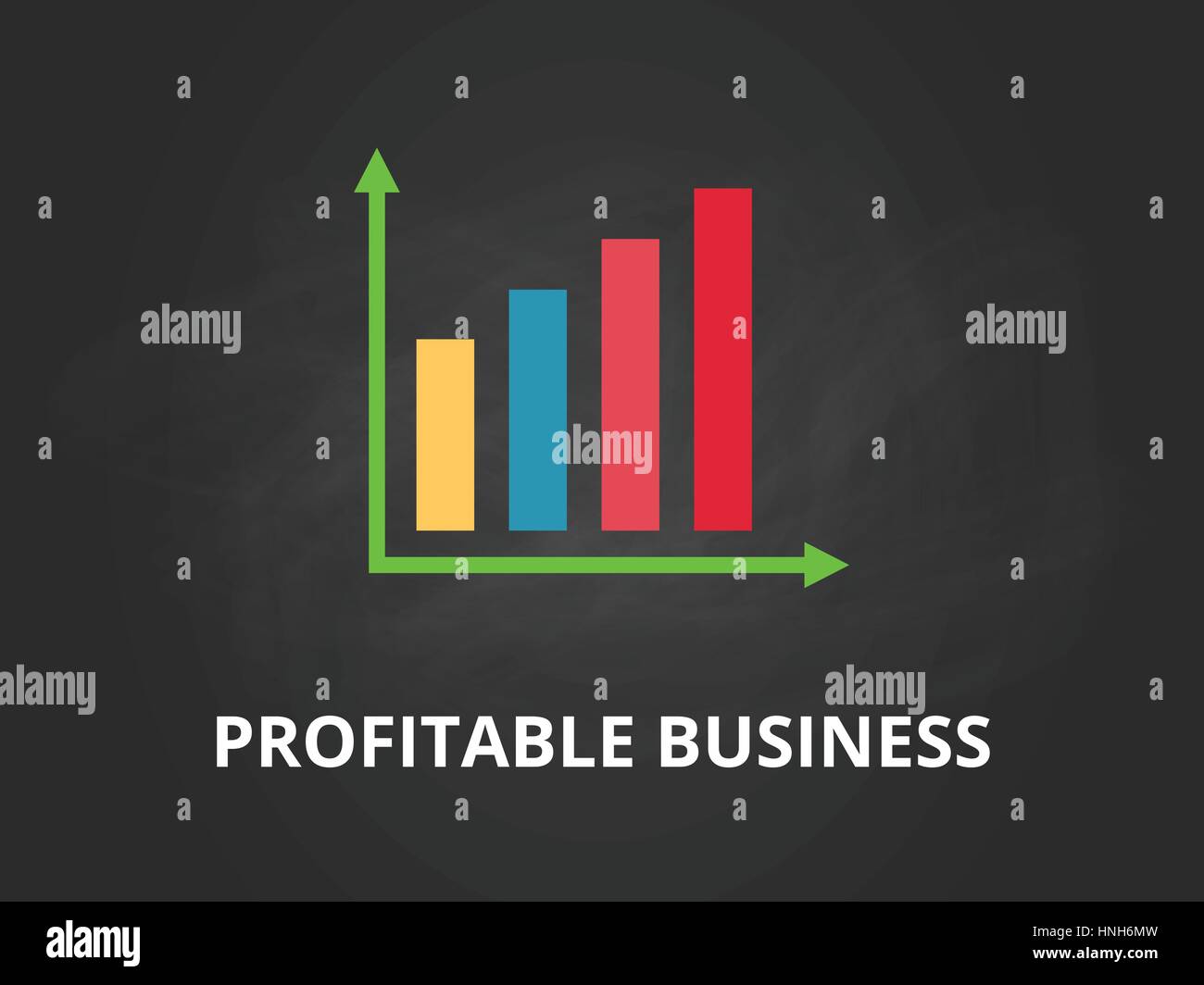 profitable business chart illustration with colourful bar, white text ...