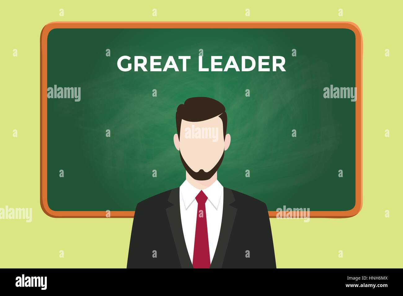 great leader illustration with a man wearing a black suit in front of ...