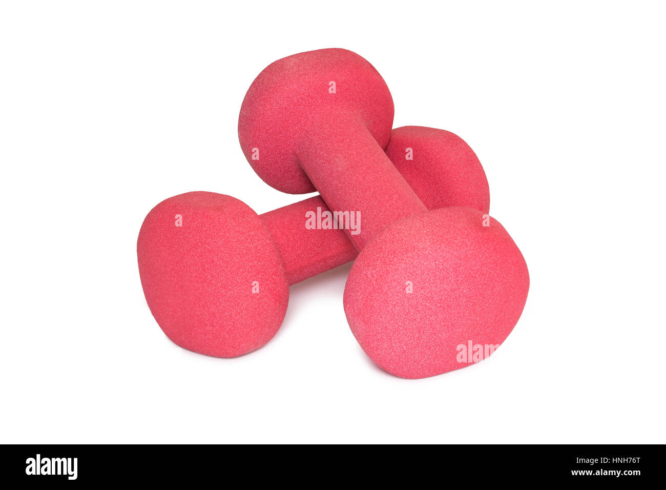 Pink dumbbells isolated on white background. Sports Equipment Stock ...