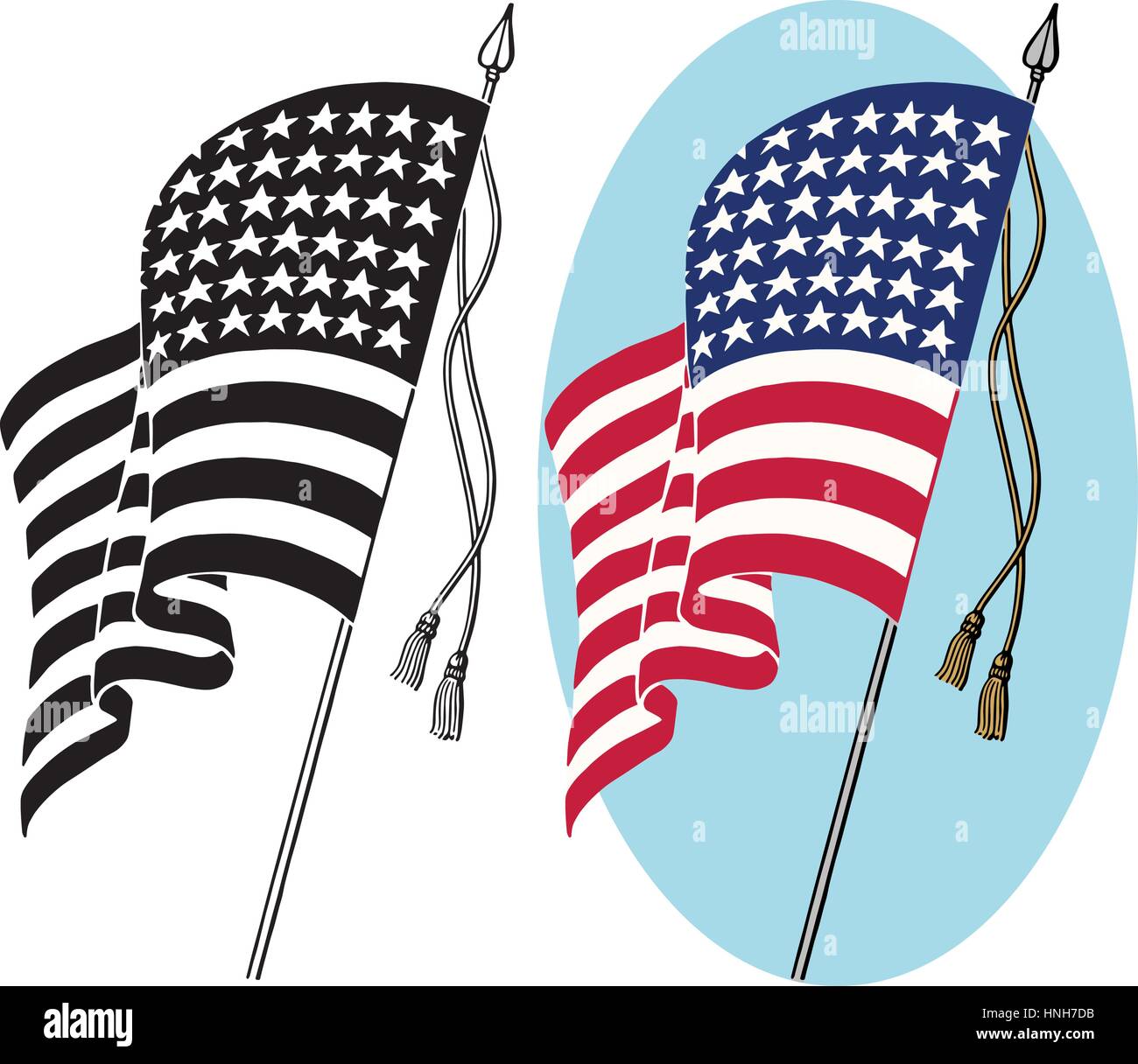 American flag waving in the breeze Stock Vector Image & Art - Alamy