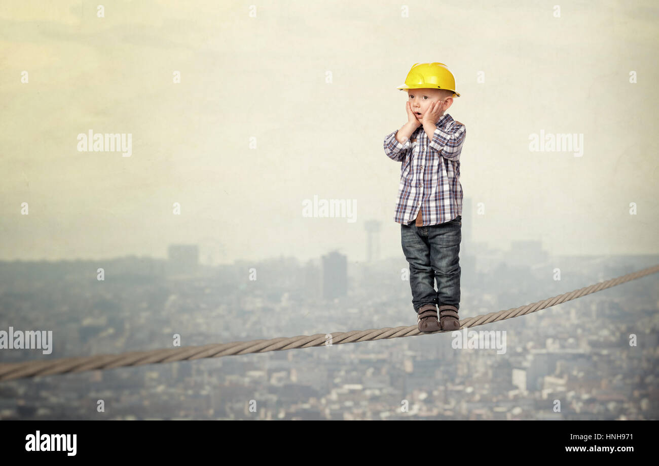 little handyman on 3d abstract rope Stock Photo - Alamy