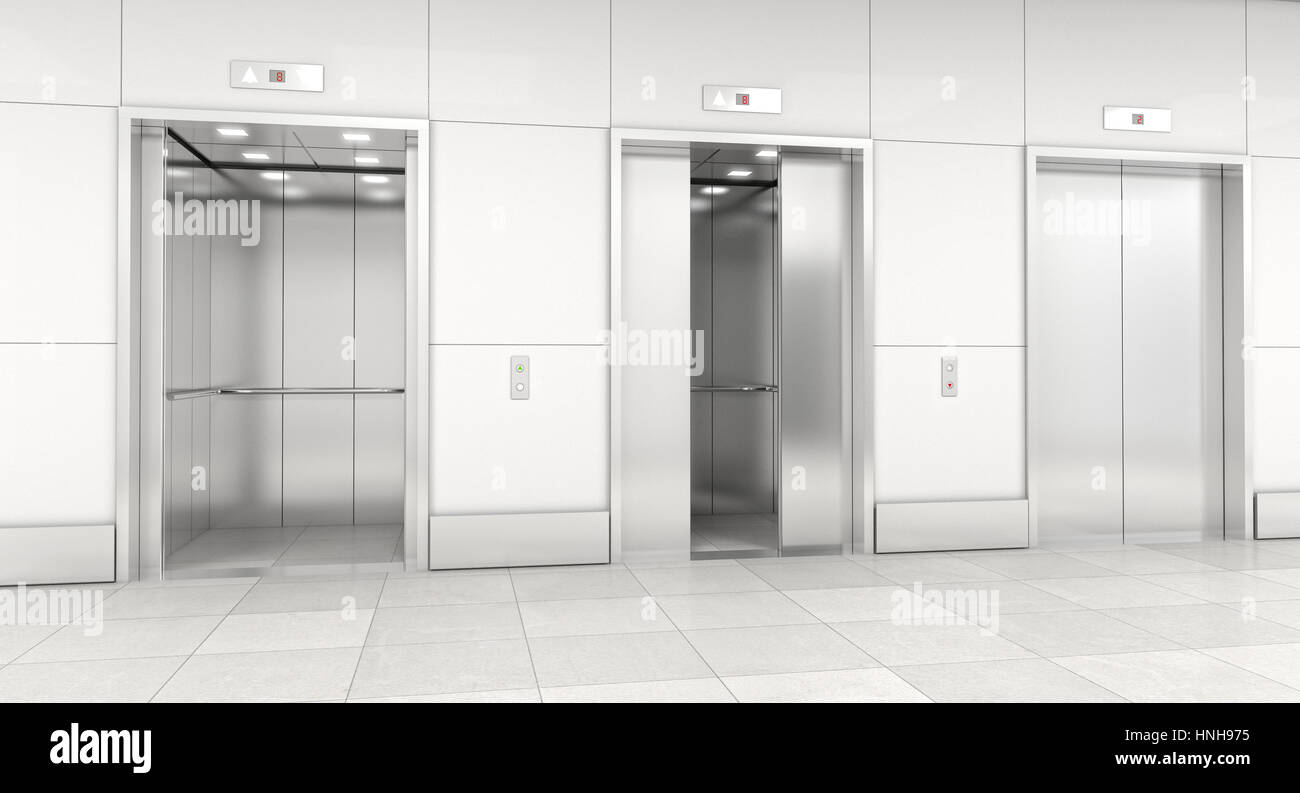modern steel elevatore 3d rendering image Stock Photo - Alamy