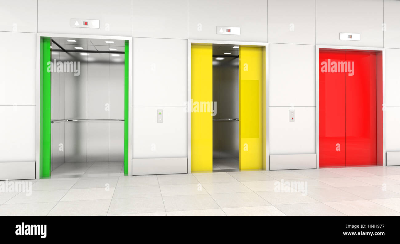 elevator semaphore colors 3d rendering image Stock Photo - Alamy