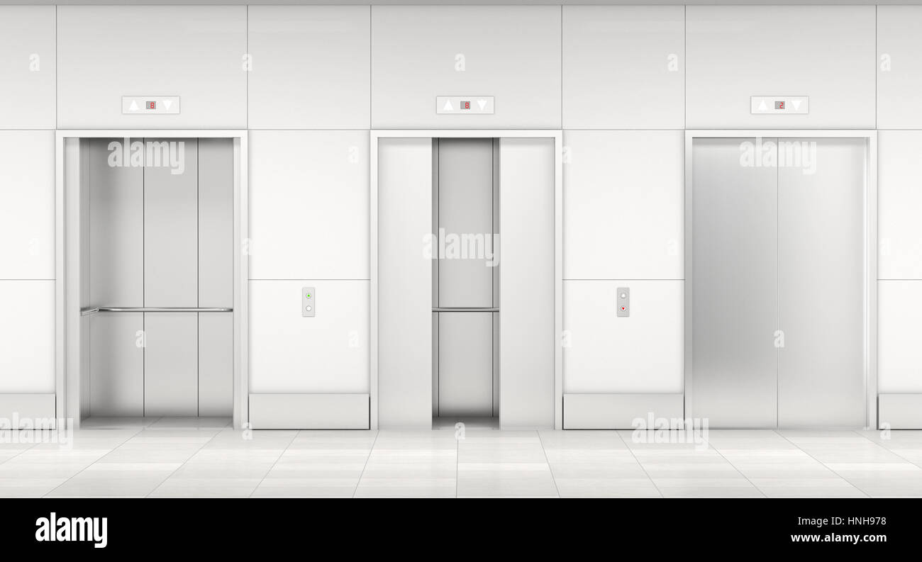modern steel elevatore 3d rendering image Stock Photo - Alamy