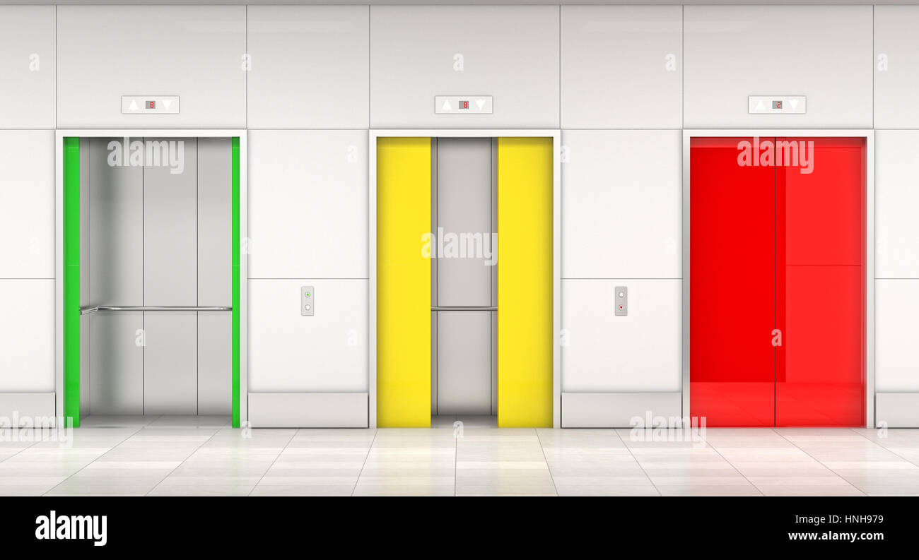 elevator semaphore colors 3d rendering image Stock Photo - Alamy