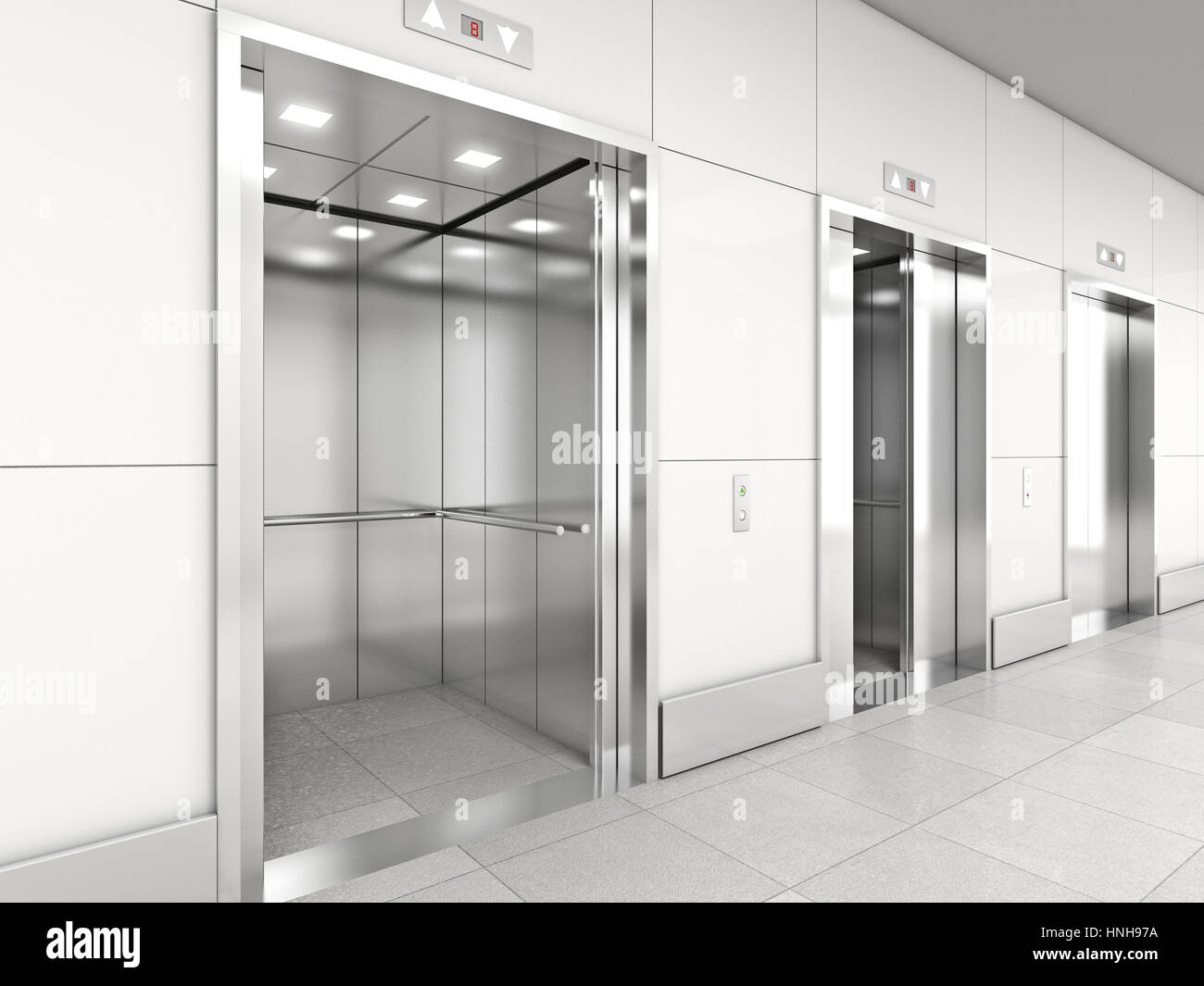 modern steel elevatore 3d rendering image Stock Photo - Alamy