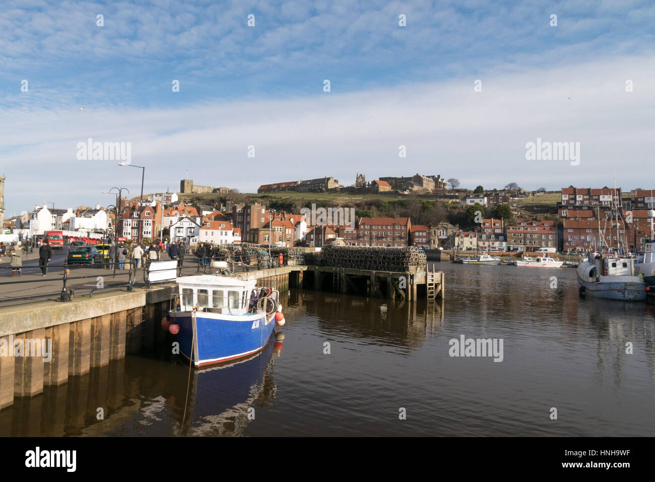 fishing boats docked at Whitby harbour Stock Photo - Alamy