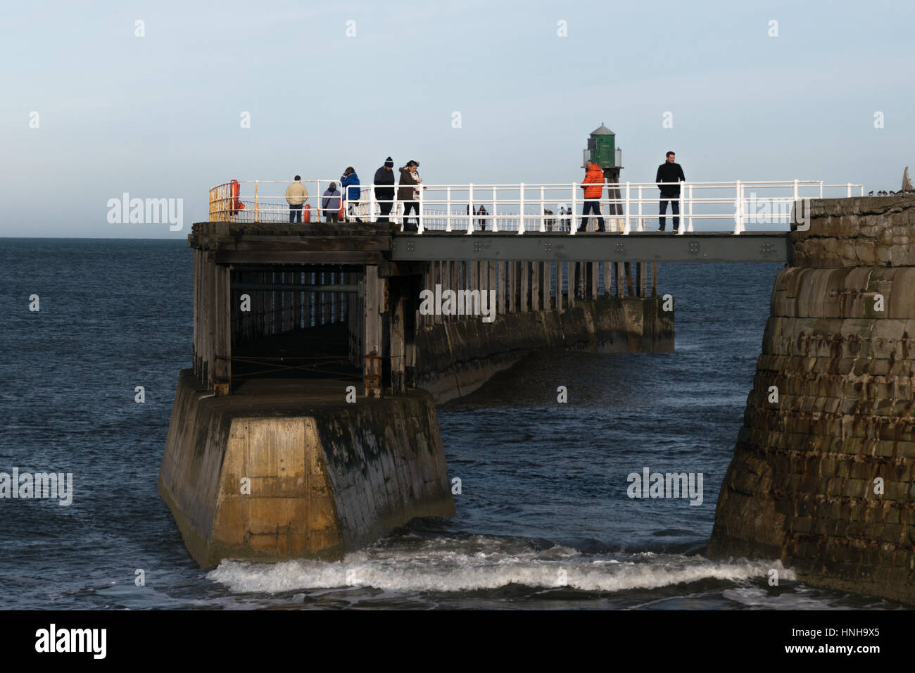looking under north p[ier Whitby Stock Photo - Alamy