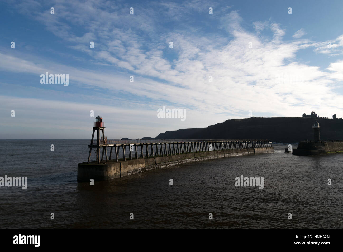 south pier at Whitby Stock Photo - Alamy