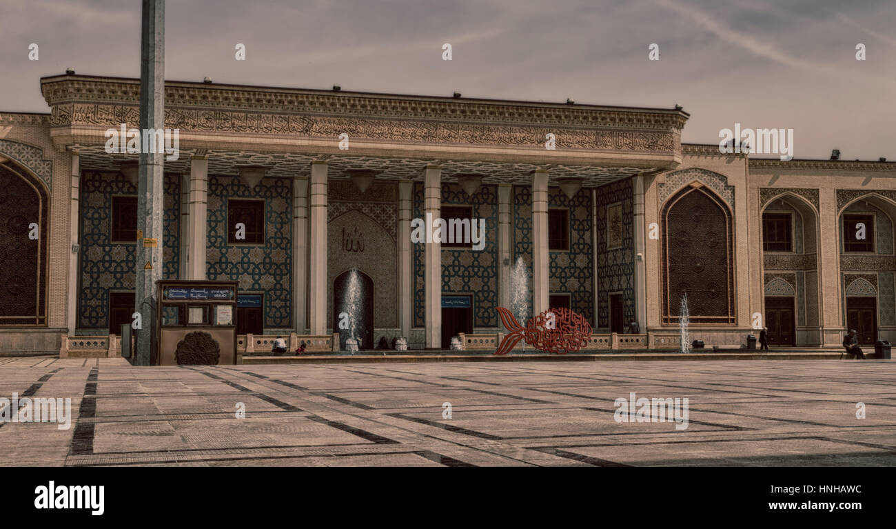in iran the old mosque and traditional wall tile incision near minaret ...