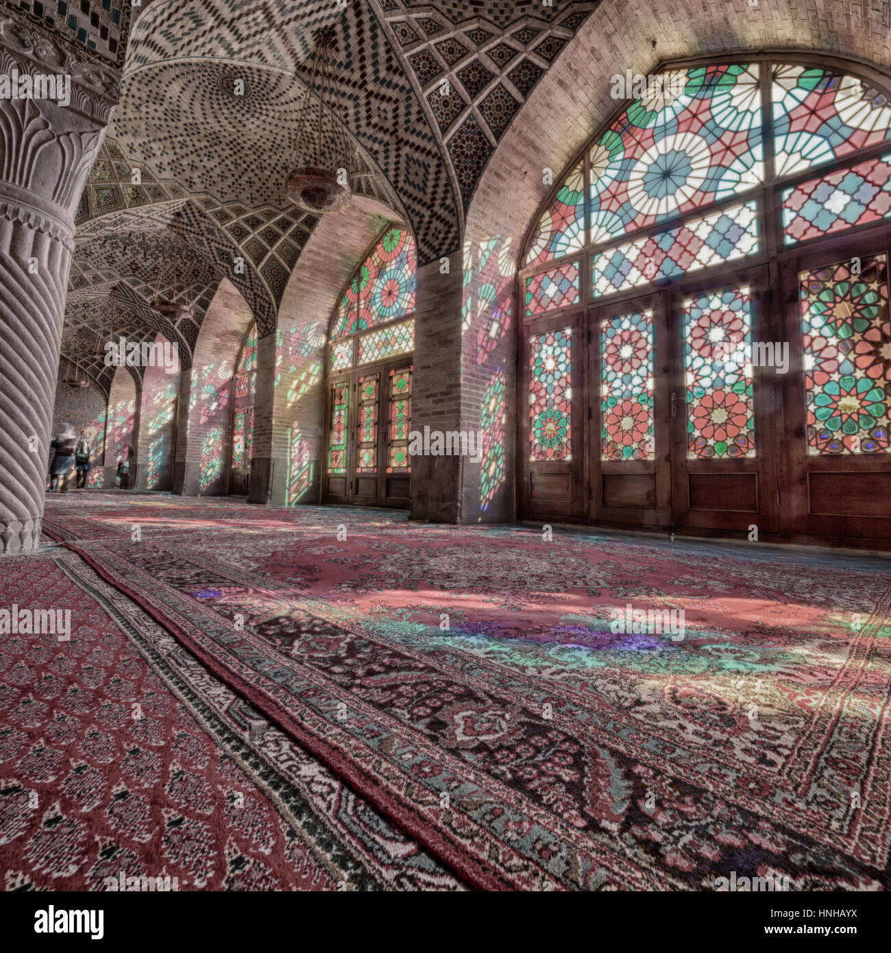 in iran blur colors from the windows the old mosque traditional scenic ...