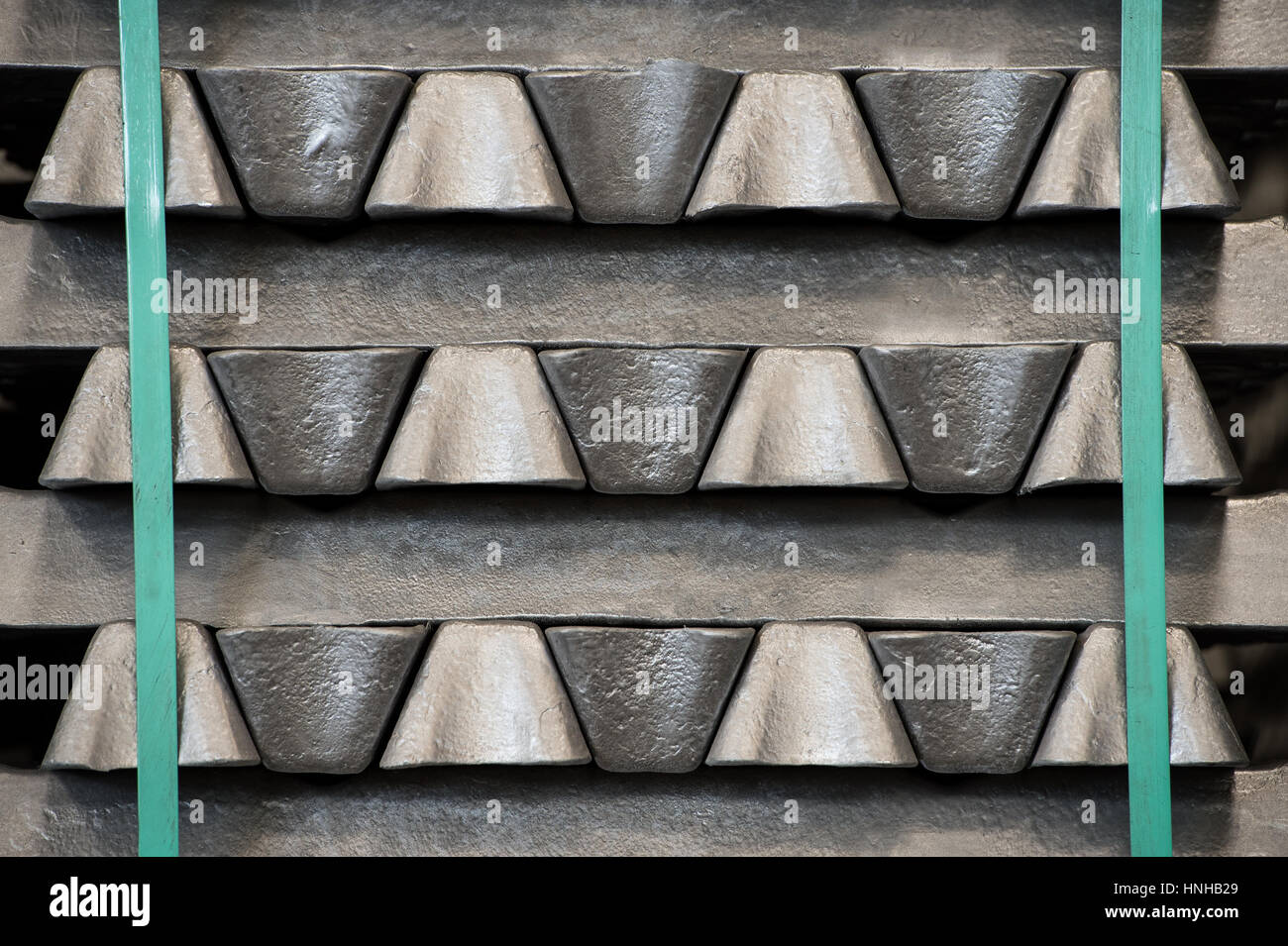 Stack of raw aluminum ingots in aluminum profiles factory, France Stock ...