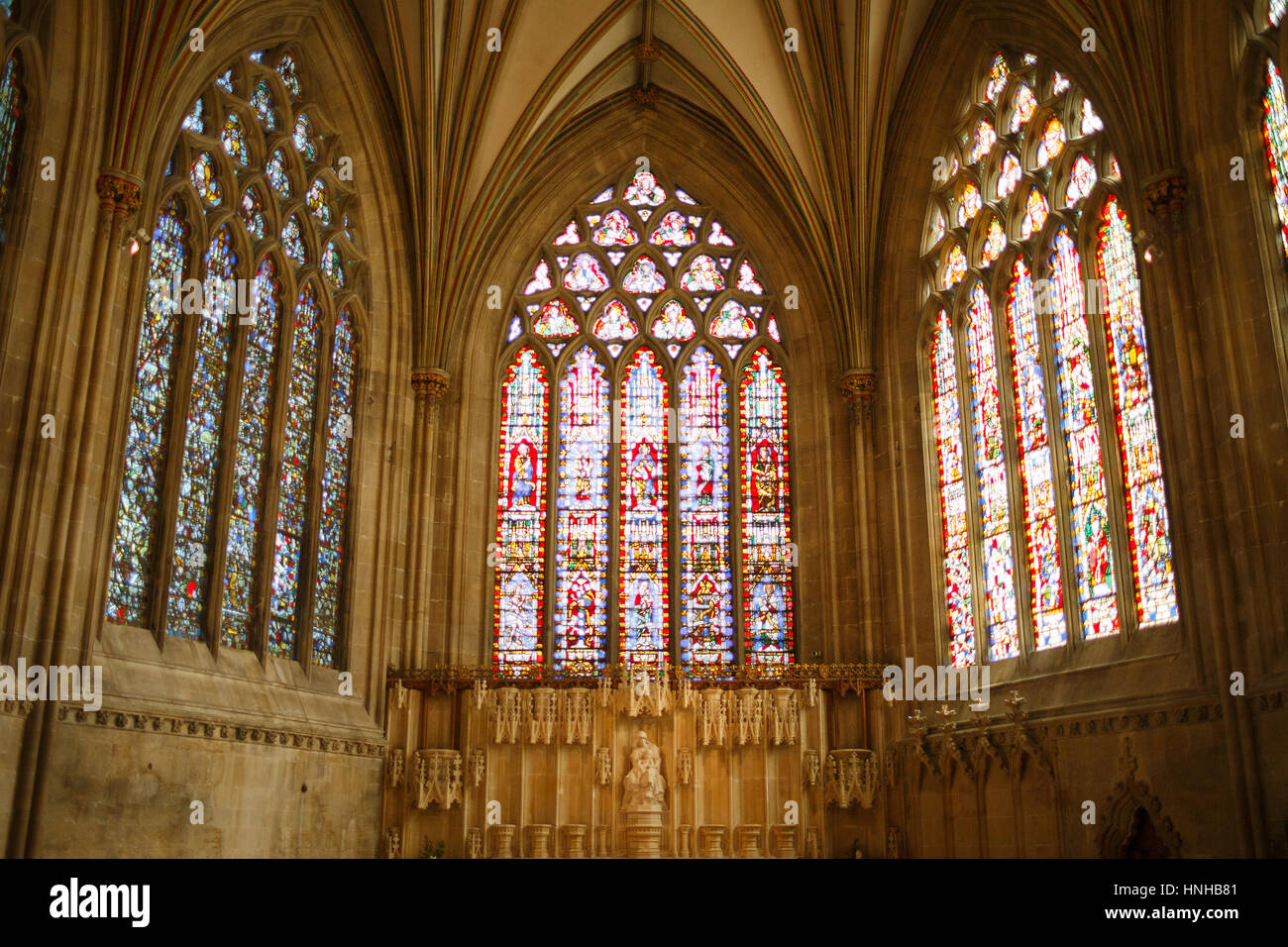 Windows in Wells Cathedral Church of Saint Andrew Stock Photo - Alamy